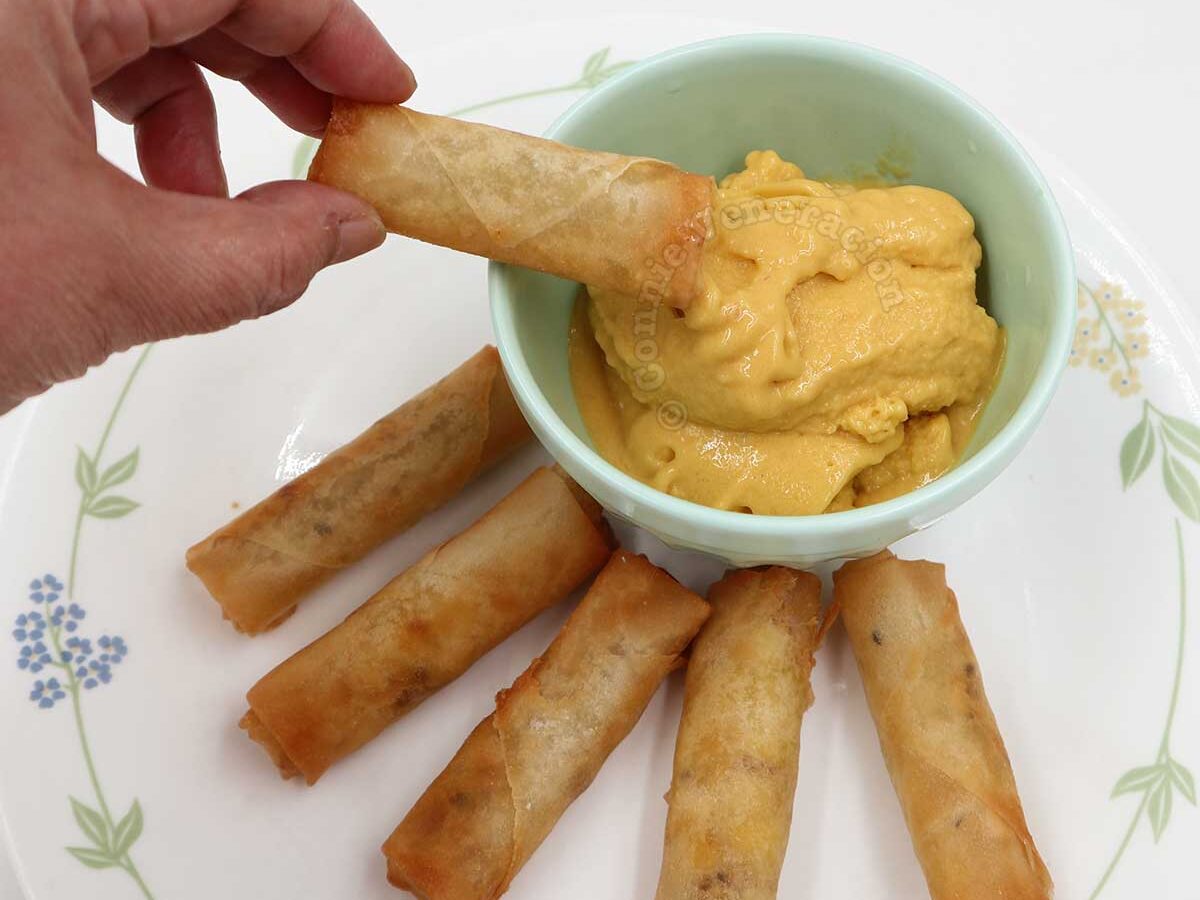 Ube (purple yam) and cheese spring rolls
