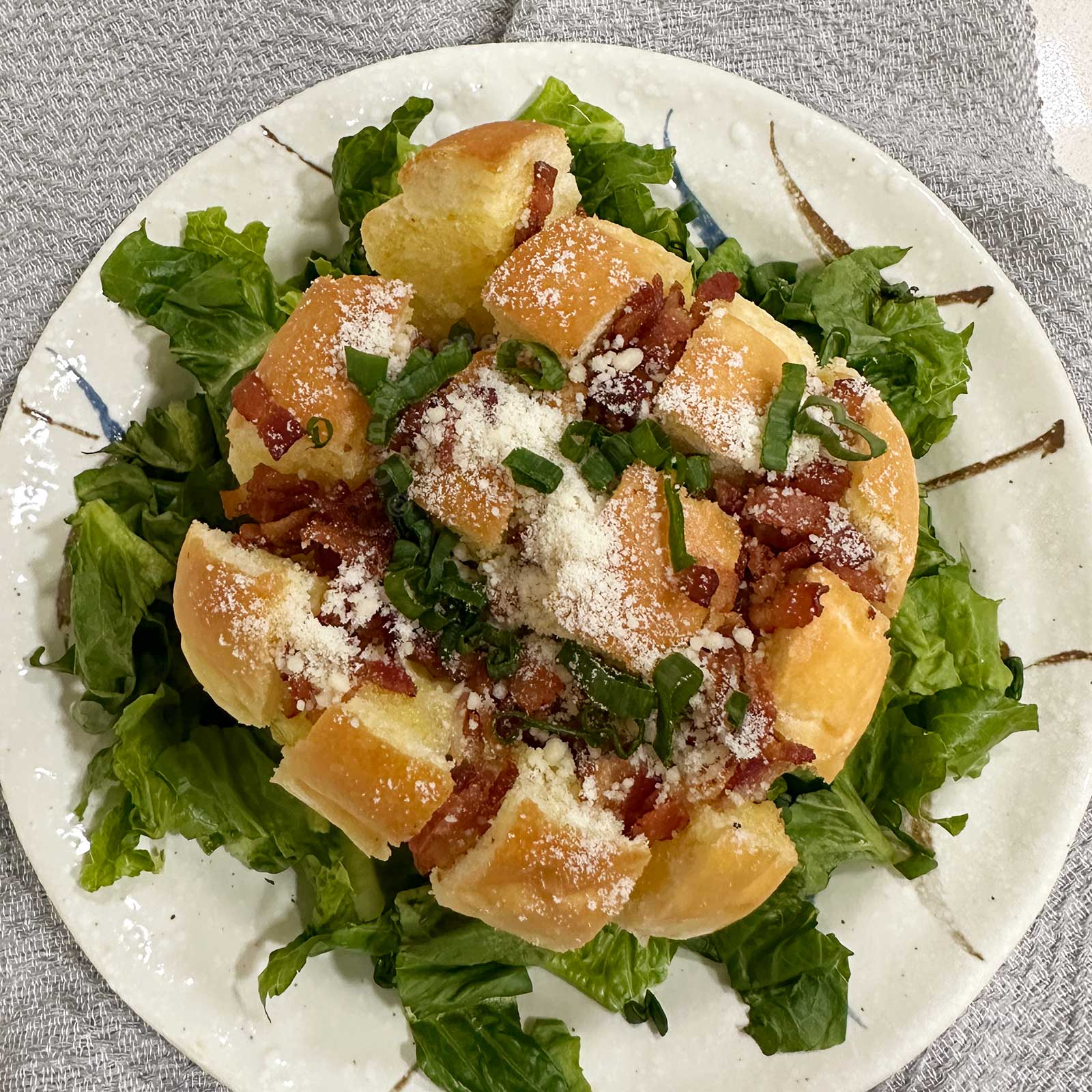 Blooming bread with bacon and cheese