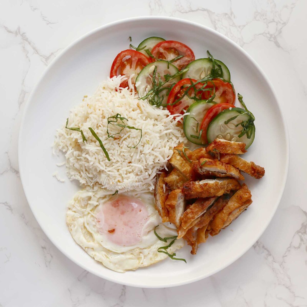 Chicksilog (fried chicken, rice and egg)