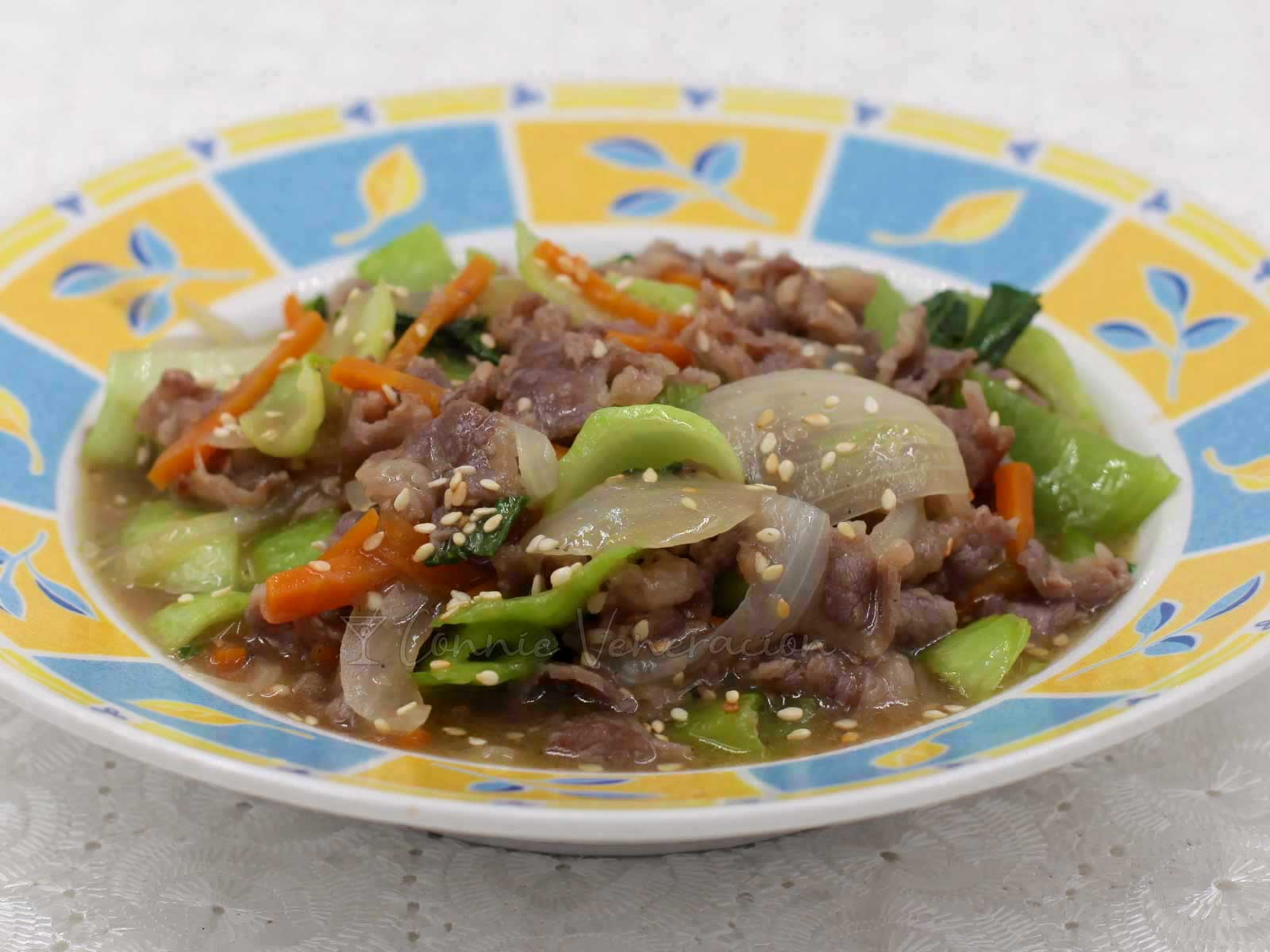 10-minute beef and bok choy tips stir fry